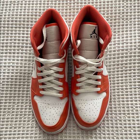 Nike | Shoes | Air Jordan Hightop Sneakers Orange And White | Poshmark